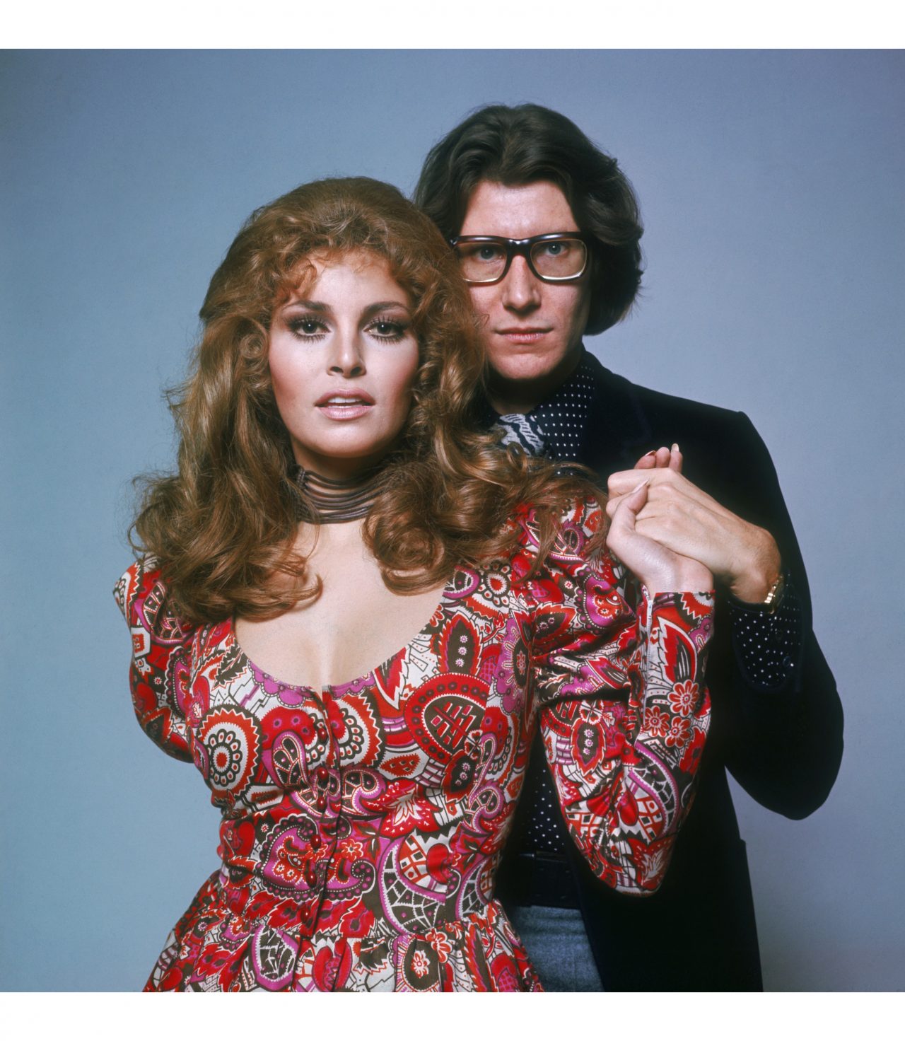 Yves Saint Laurent (1936 – 2008) with American actress Raquel Welch ...