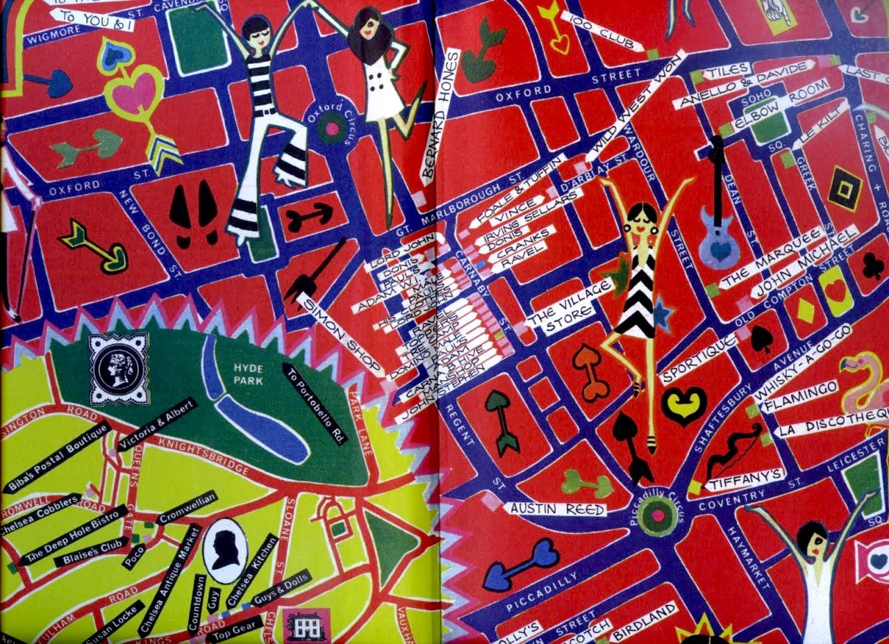 A Map of Swinging London's boutiques and clubs in Rave magazine, April ...