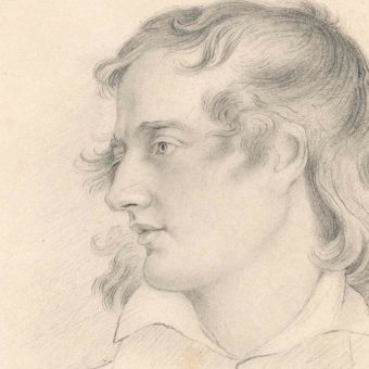 Detail from a pencil portrait of Lord Byron (undated, ca. 1820s ...