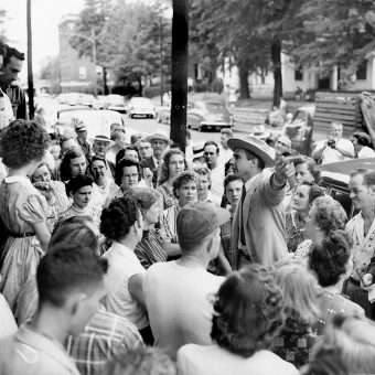 John Kasper speaking to a crowd, Nashville, TN, September 1957 ...