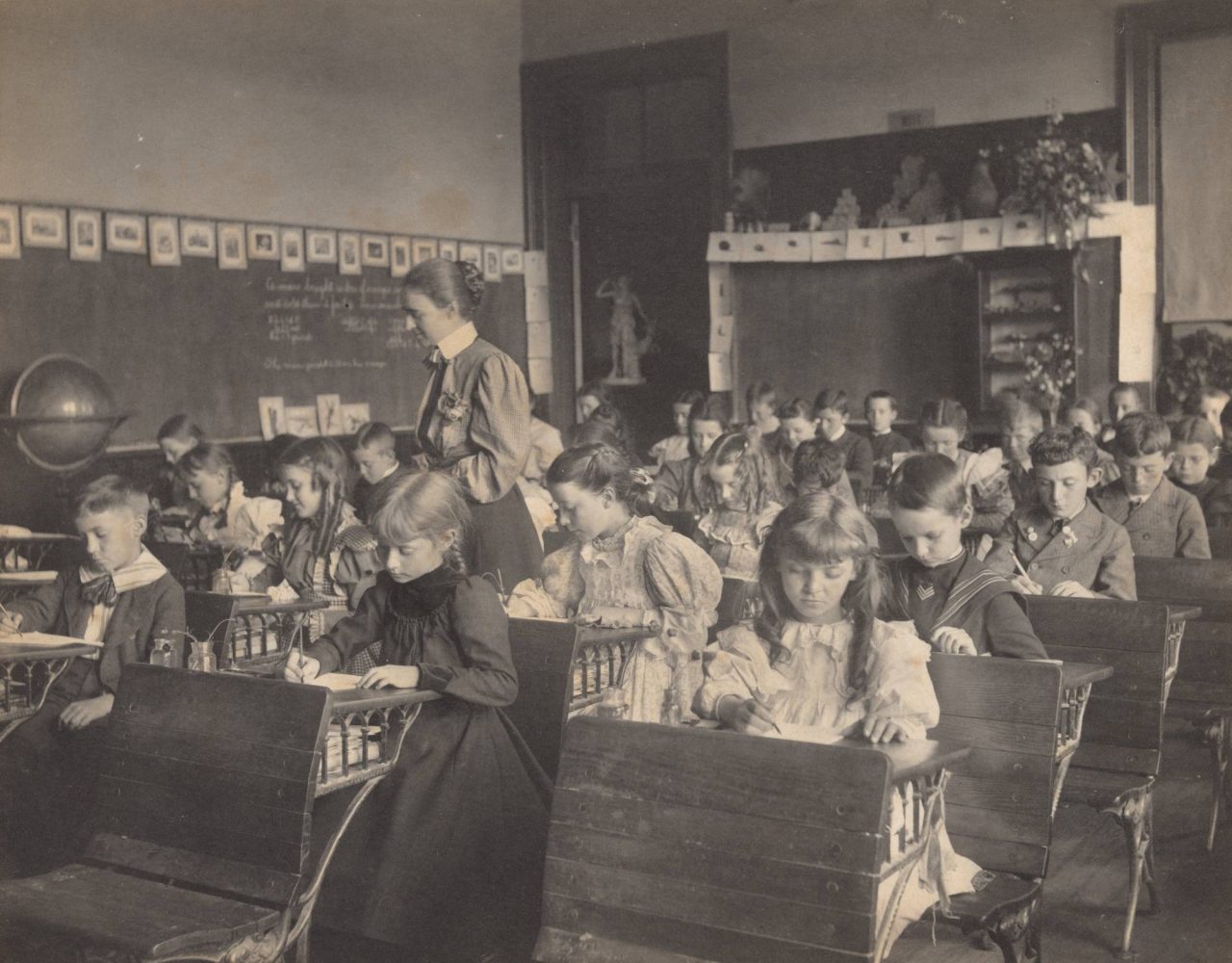 Frances Benjamin Johnston, Penmanship Class, 1899. Platinum print, 7 3: ...