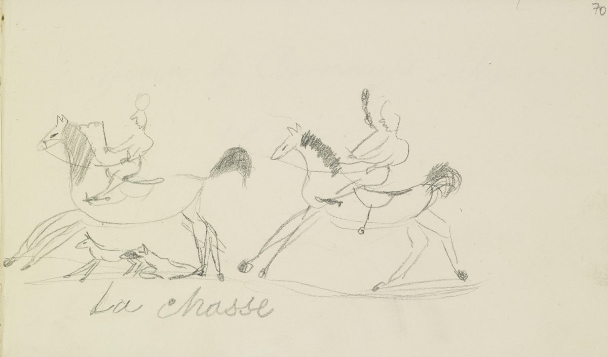 Sketchbook Illustration- c.1827 “La chasse”. Pencil drawing, by ...