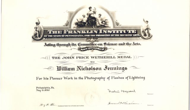 Awards Certificate, For his Pioneer Work in the Photography of Flashes of Lightning, 5:21:1930 ...
