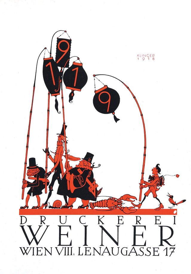 Druckerei Weiner, Wien (Printing company advertising poster 1919, image ...