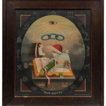 Odd Fellows “Our Motto. (I.O.O.F.). Lithograph on canvas. Boston, Mass ...