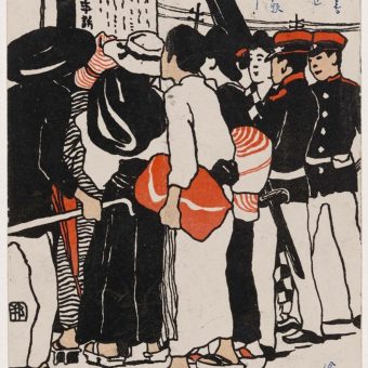 Crowds Gathering to Read the News (from an unidentified series) 号外に集まる ...